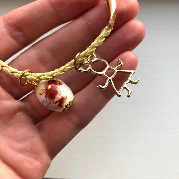 Jewelry | Pale Yellow Braided Leather Bead Charm Bracelet | Poshmark